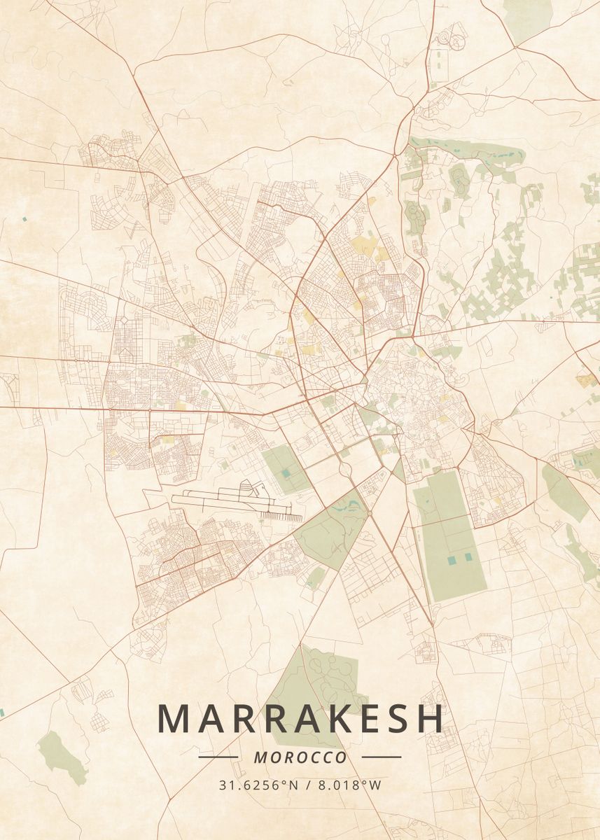 'Marrakesh Morocco' Poster, picture, metal print, paint by Designer Map ...