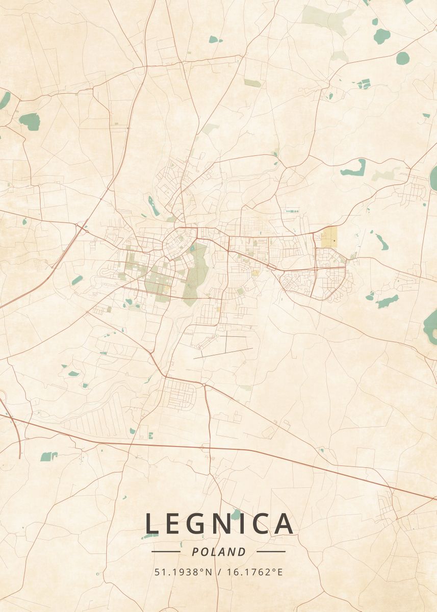 'Legnica Poland' Poster, picture, metal print, paint by Designer Map ...