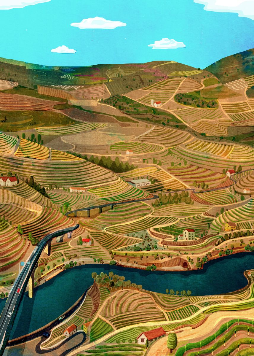'Douro Valley' Poster, picture, metal print, paint by Francisco Fonseca ...