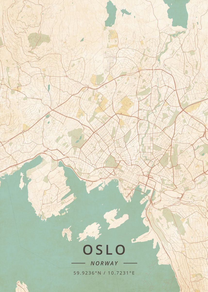 'Oslo Norway' Poster, picture, metal print, paint by Designer Map Art ...