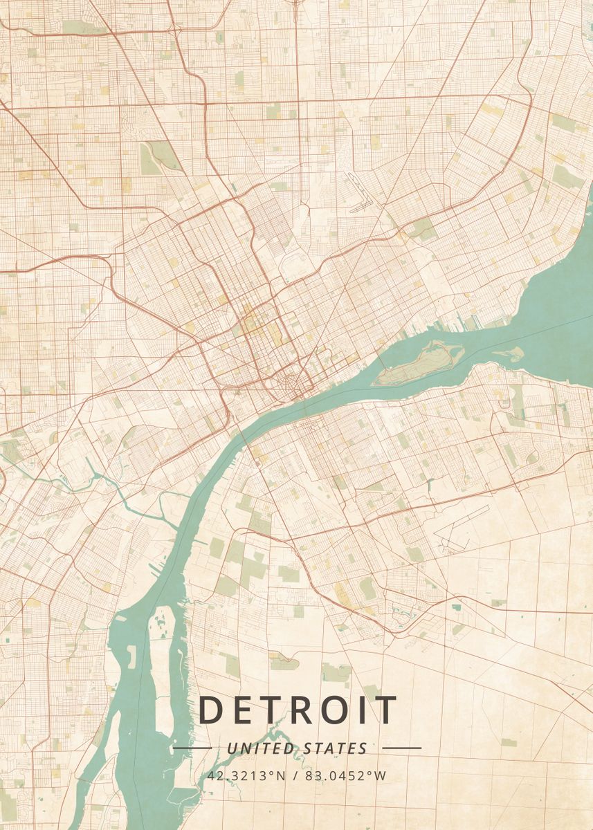 'Detroit United States' Poster, picture, metal print, paint by Designer ...