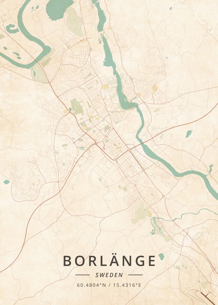 'Borlange Sweden' Poster, picture, metal print, paint by Designer Map ...