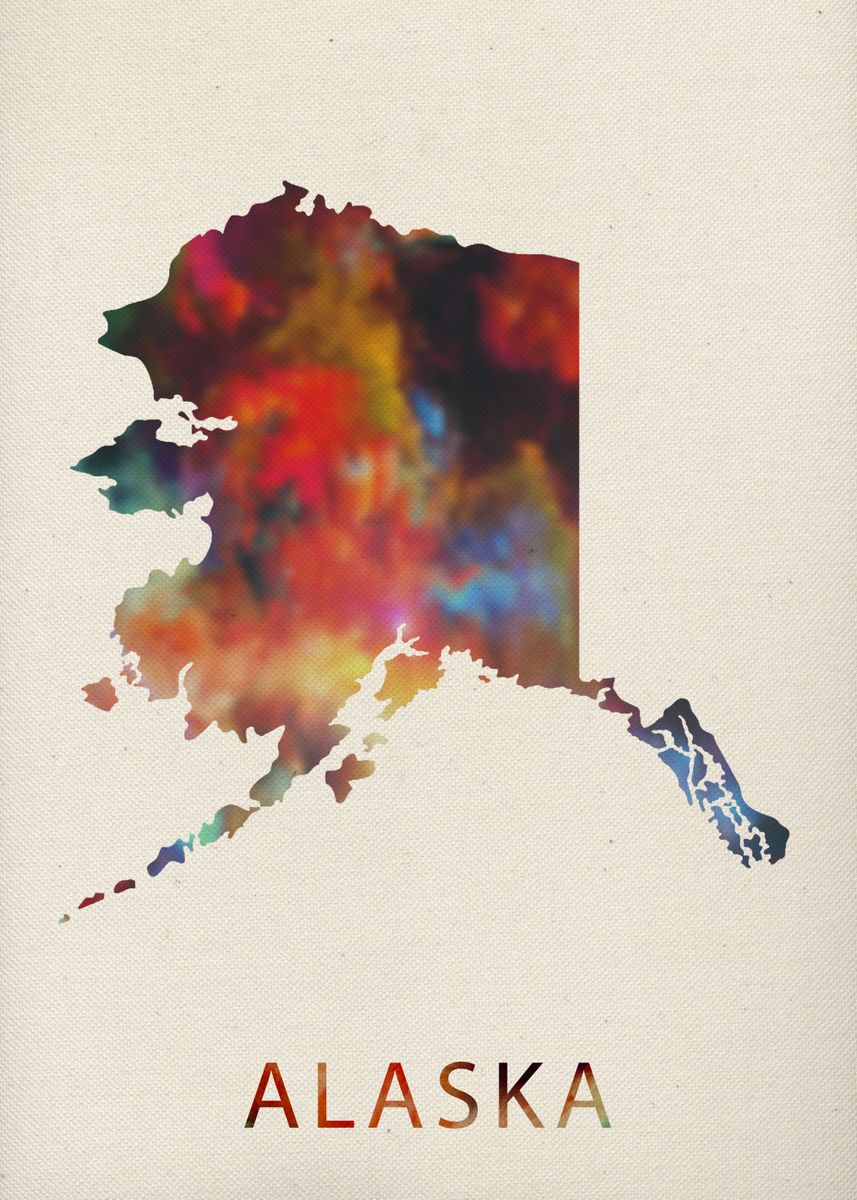 'Alaska Watercolor Map' Poster by Design Turnpike | Displate