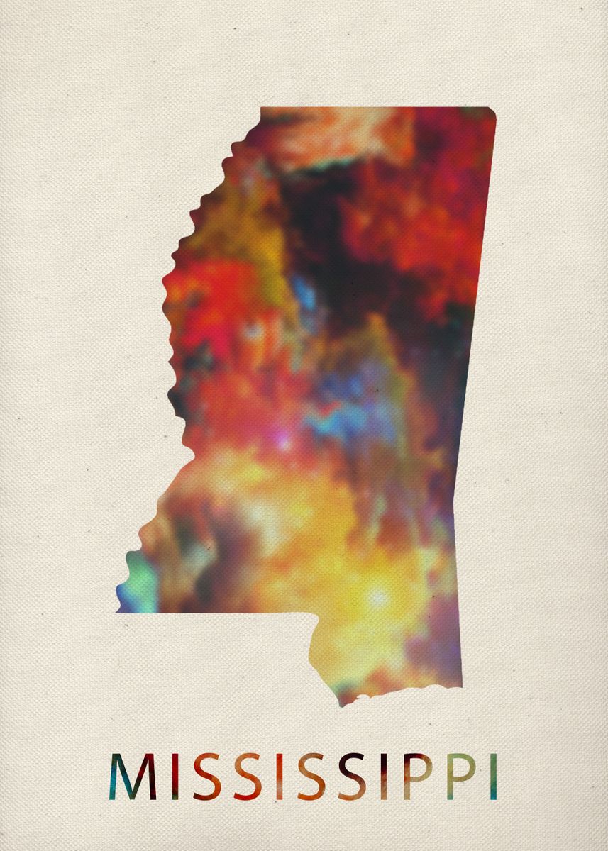 'Mississippi Watercolor Map' Poster by Design Turnpike | Displate