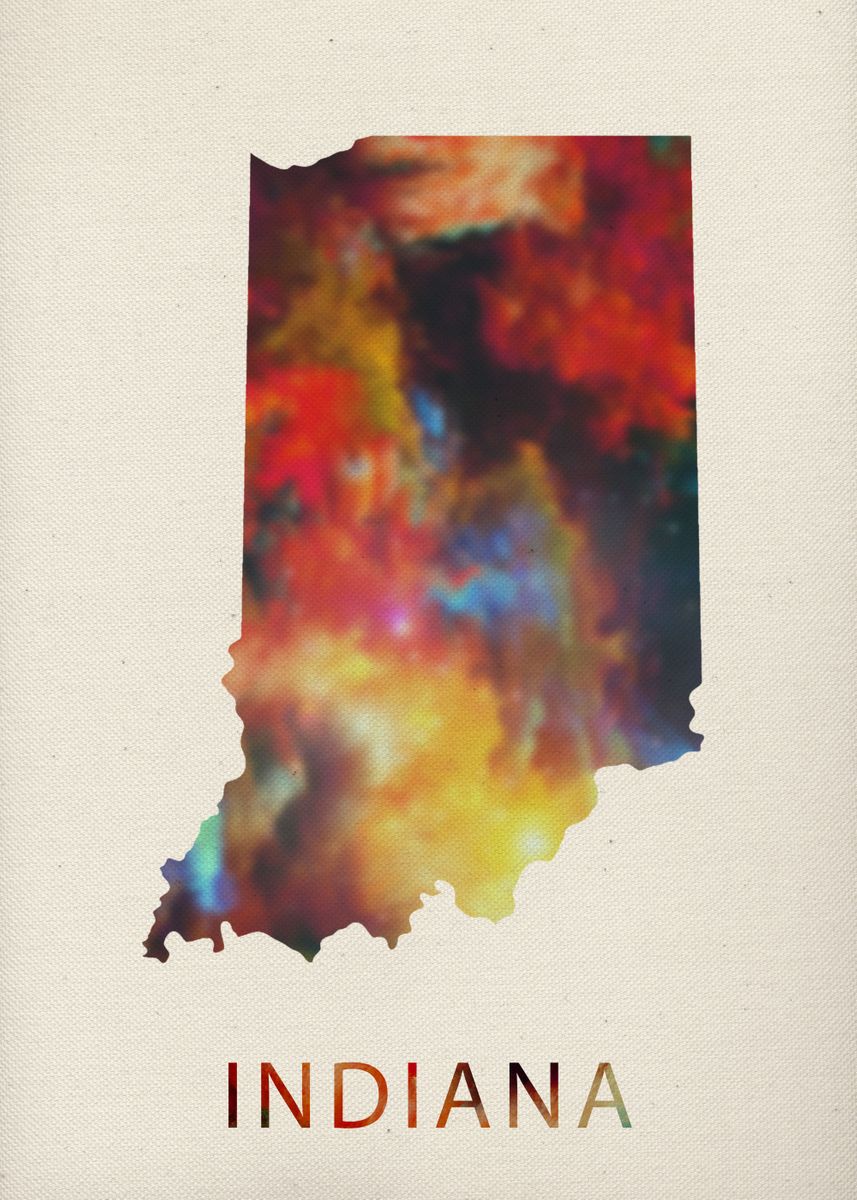 'Indiana Watercolor Map' Poster, picture, metal print, paint by Design ...