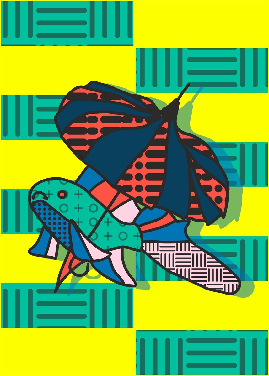 'memphis style fish' Poster, picture, metal print, paint by cirt raul ...