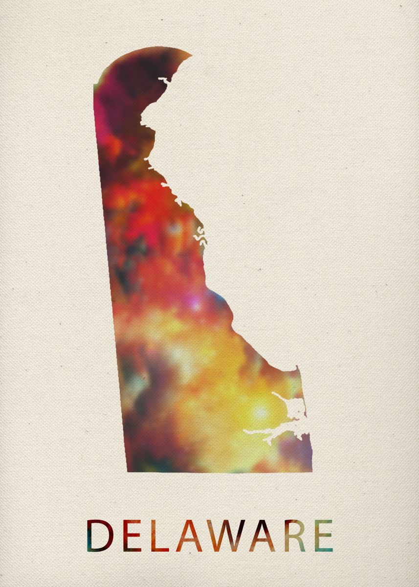 'Delaware Watercolor Map' Poster, picture, metal print, paint by Design ...