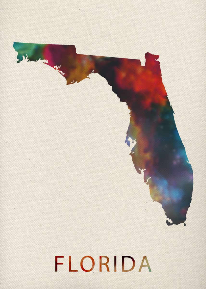 'Florida Watercolor Map' Poster by Design Turnpike | Displate