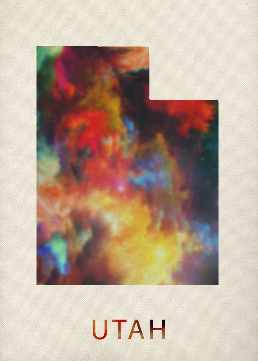 'Utah Watercolor Map' Poster, picture, metal print, paint by Design ...