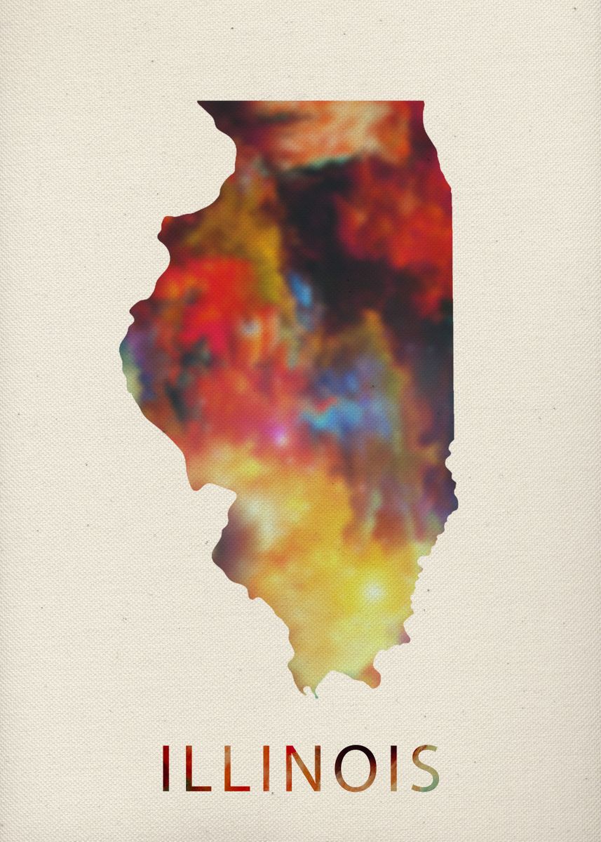 'Illinois Watercolor Map' Poster by Design Turnpike | Displate