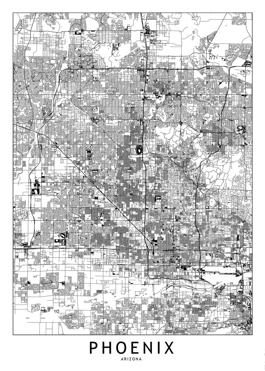 'Phoenix White Map' Poster, picture, metal print, paint by Multiplicity ...