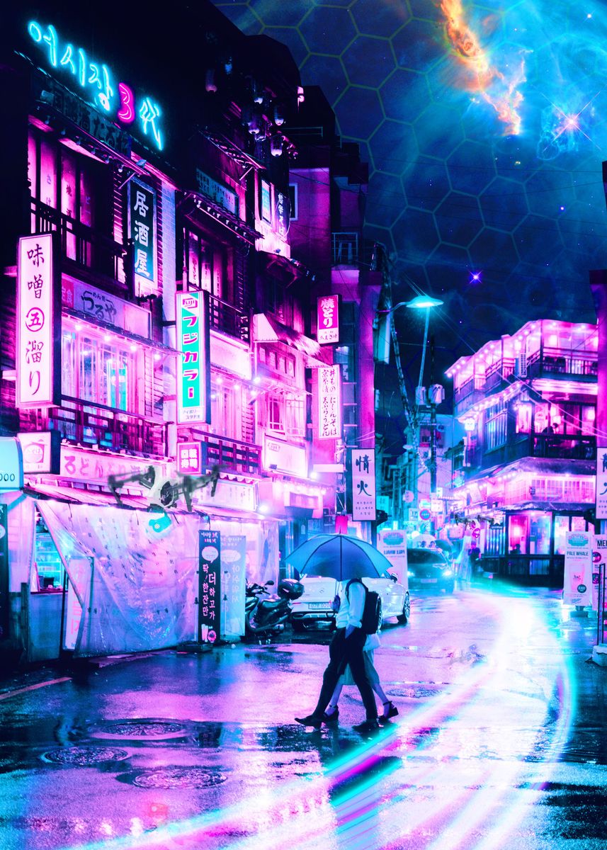 'Tokyo 2077 Galaxy' Poster, picture, metal print, paint by Gab Fernando ...