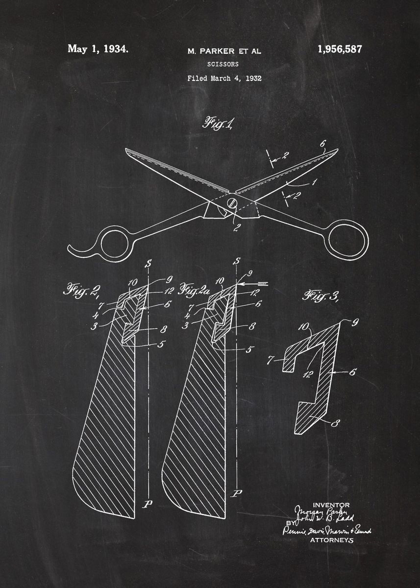 '1932 Scissors' Poster, picture, metal print, paint by Nicram K | Displate