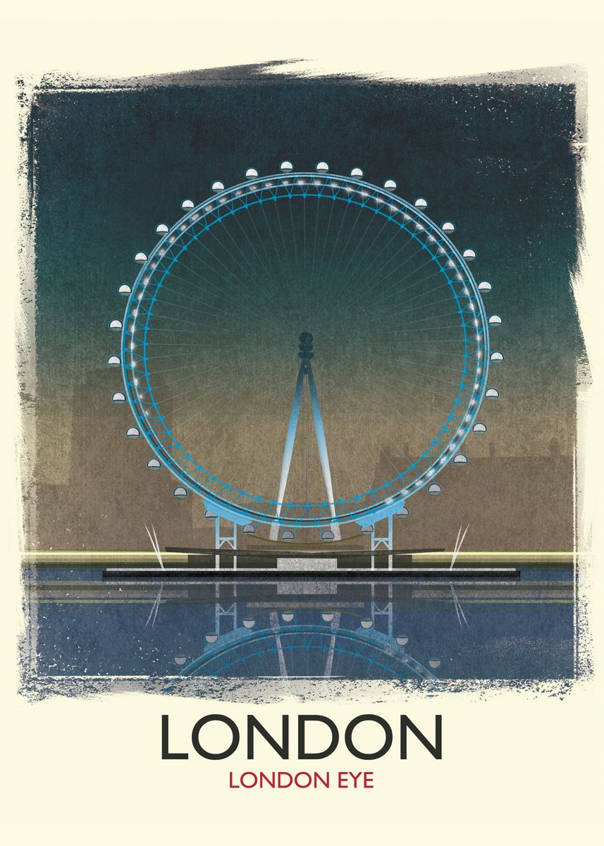 'London Eye Night' Poster by Rick Smith Illustration | Displate