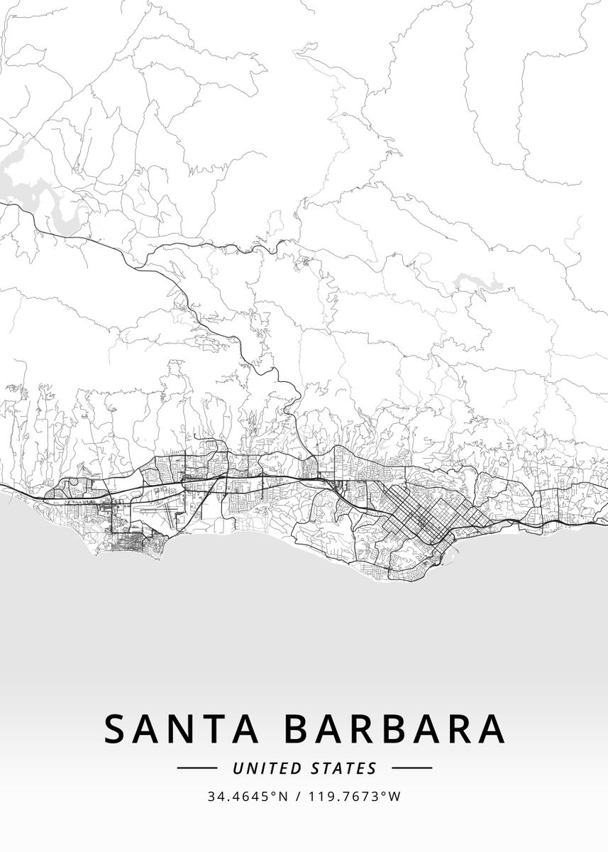 'Santa Barbara US' Poster by Designer Map Art | Displate