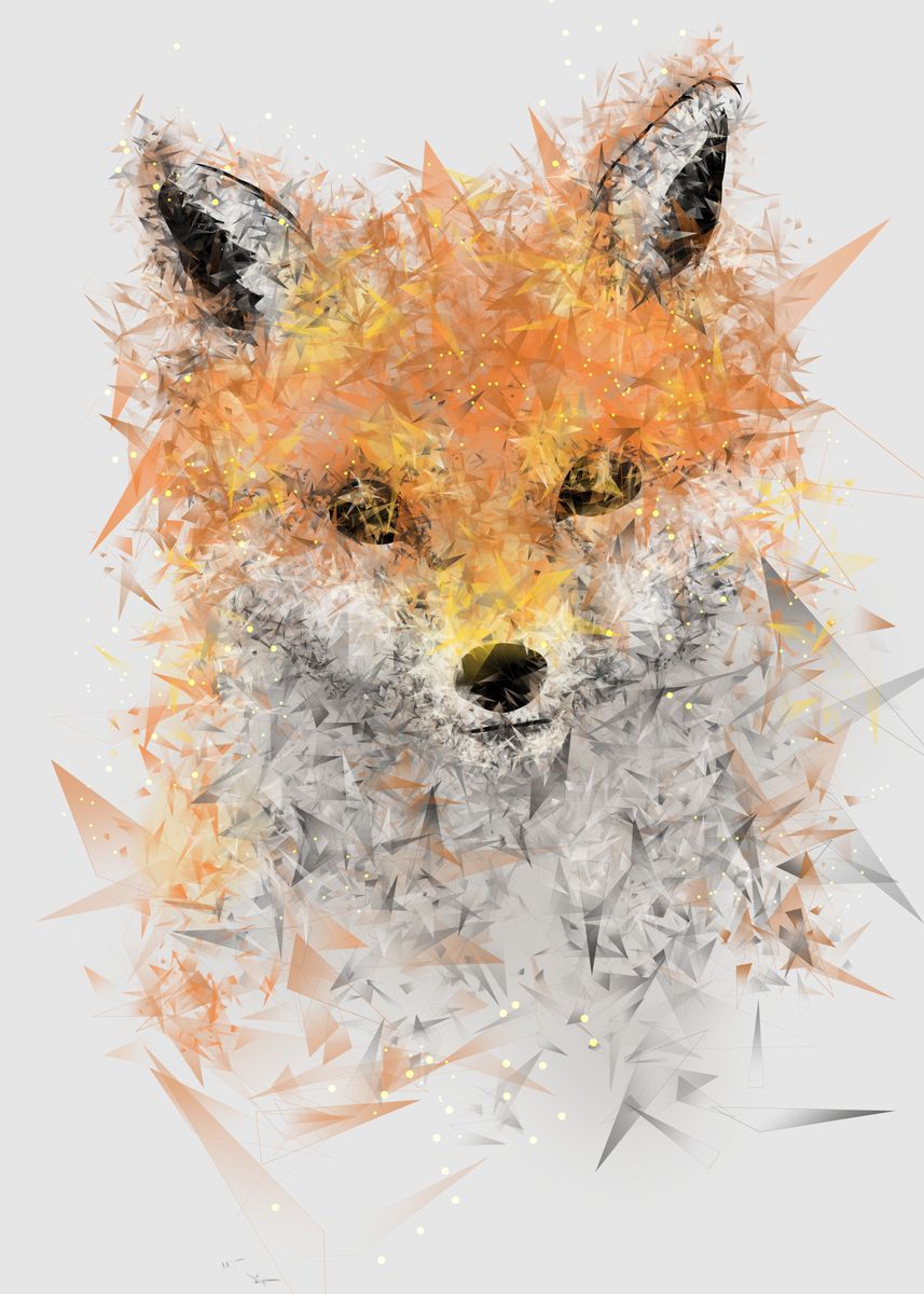 'crystal orange fox' Poster, picture, metal print, paint by Elisabetta ...