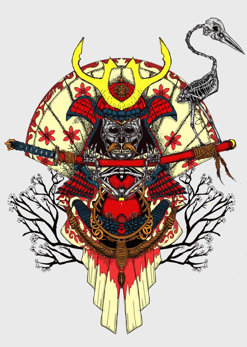 'samurai spirit white' Poster by Don Tham | Displate