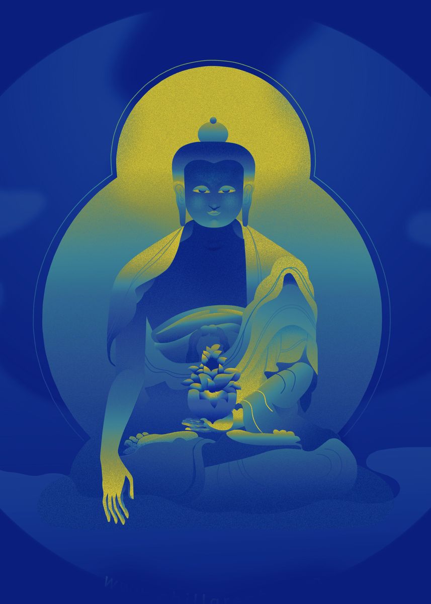 'blue buddha' Poster by Paola Castillo | Displate