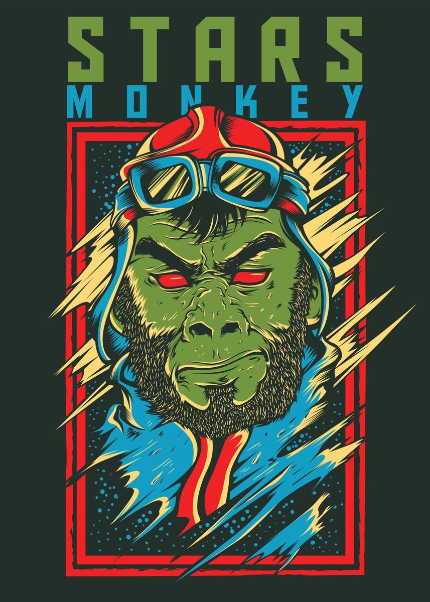'Stars monkey' Poster, picture, metal print, paint by Ruslan ...