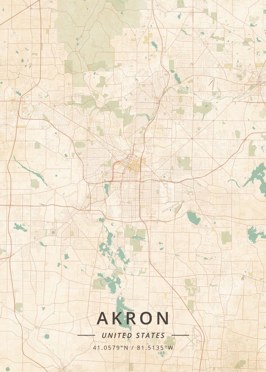 'Akron United States' Poster, picture, metal print, paint by Designer ...