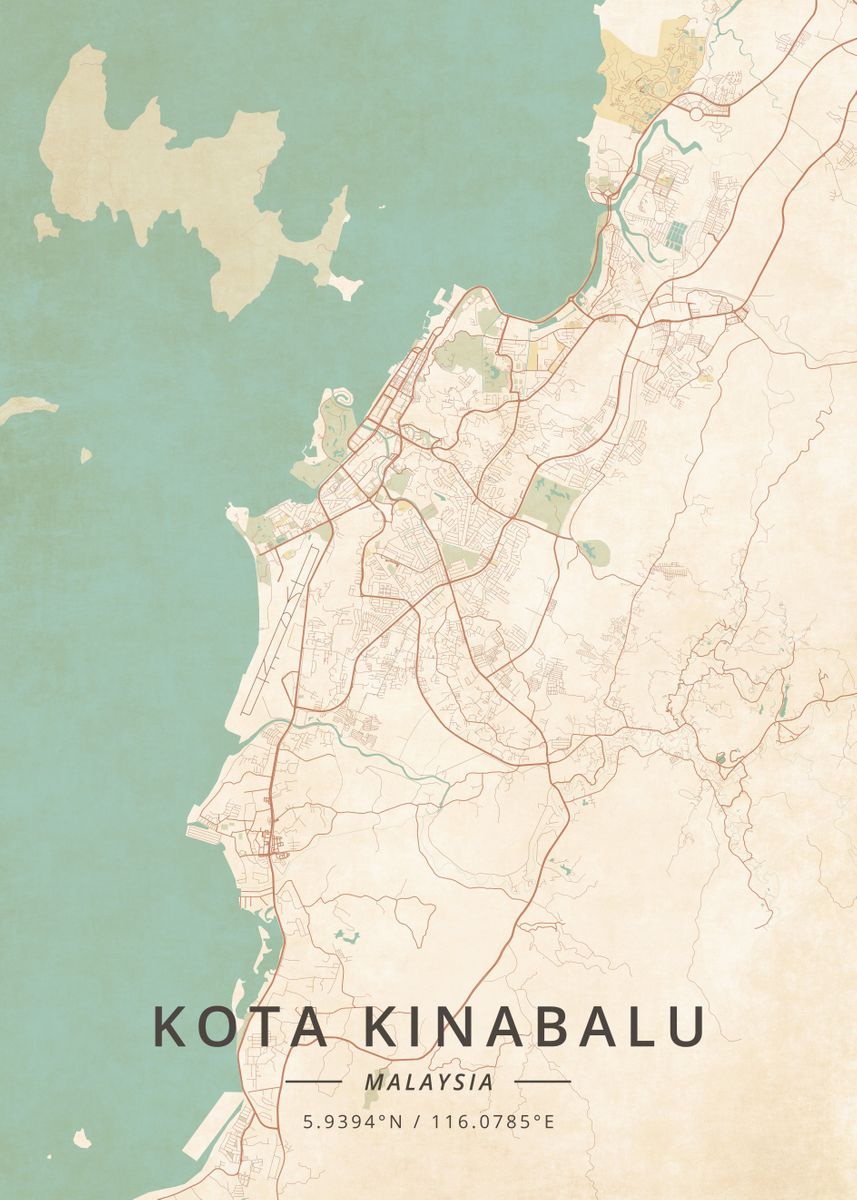 'Kota Kinabalu Malaysia' Poster by Designer Map Art | Displate