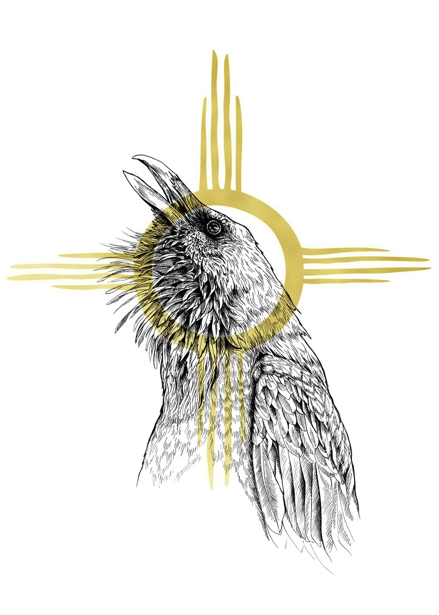 'Sun raven' Poster, picture, metal print, paint by eDrawings 38 | Displate