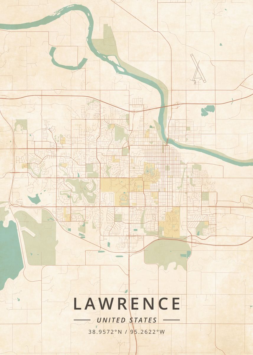 'Lawrence United States' Poster, picture, metal print, paint by ...
