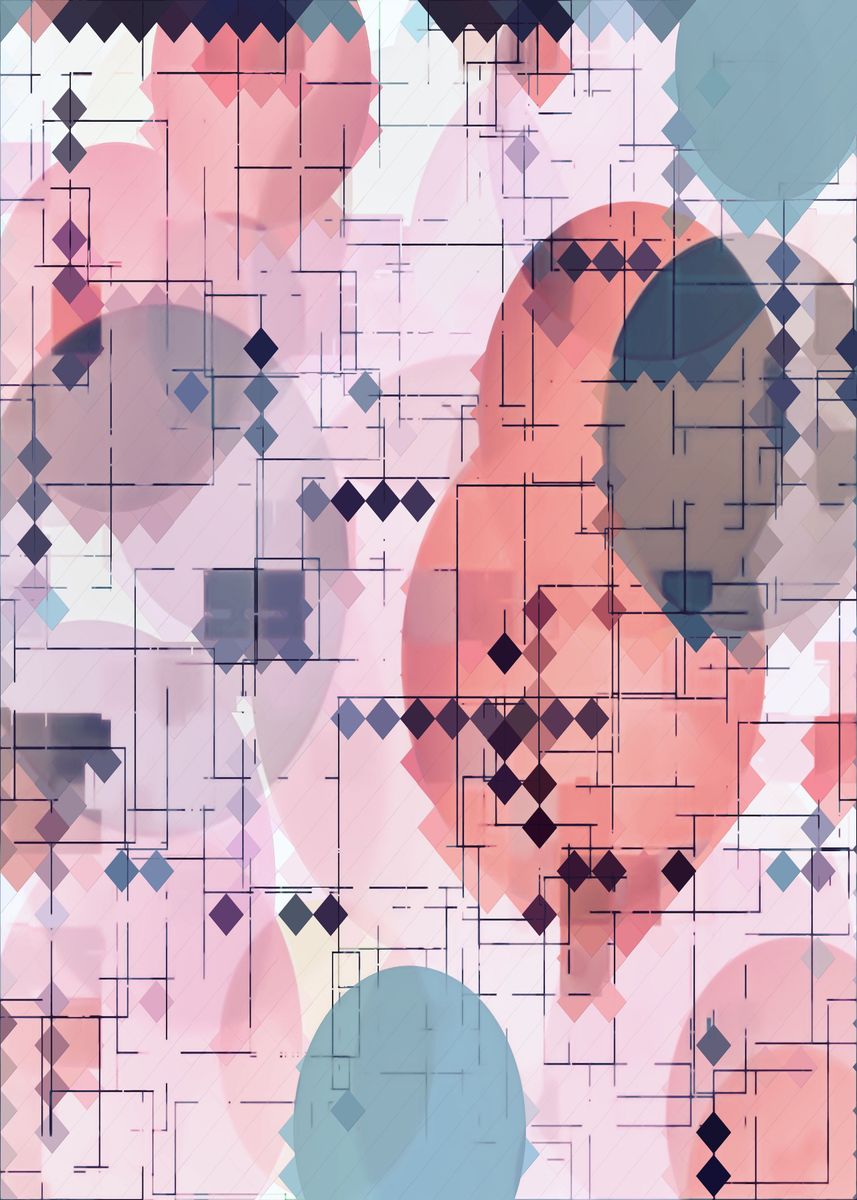 'circle and square pattern' Poster, picture, metal print, paint by ...