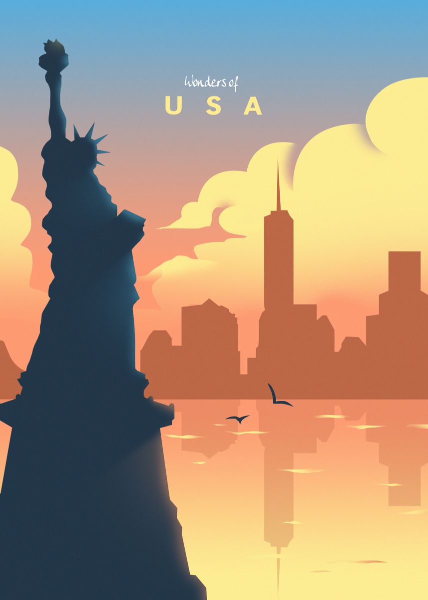 'USA' Poster, picture, metal print, paint by Retina Creative | Displate