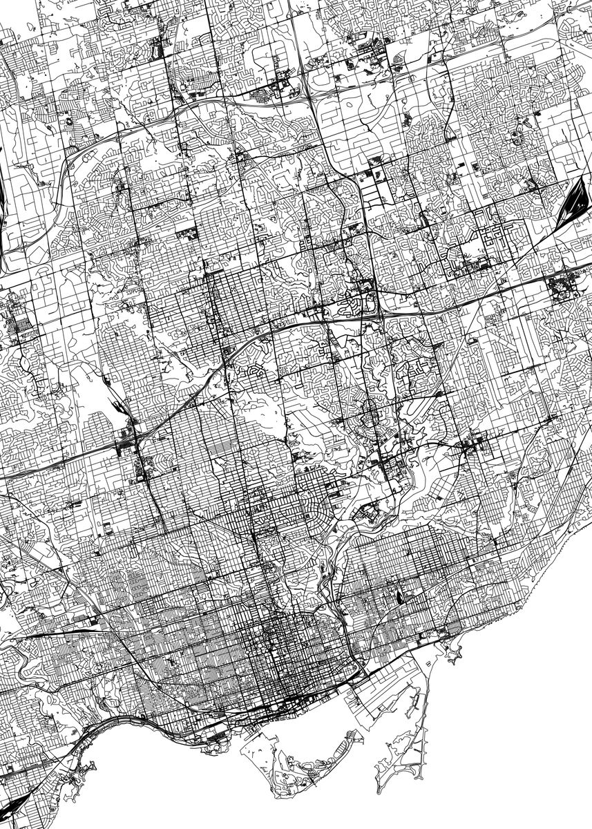 'Toronto White Map' Poster, picture, metal print, paint by Multiplicity ...