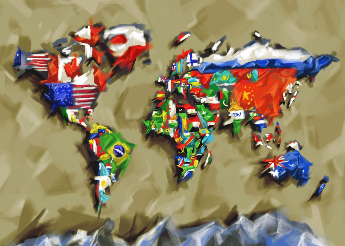 'world map flags 3' Poster by Bekim Art | Displate