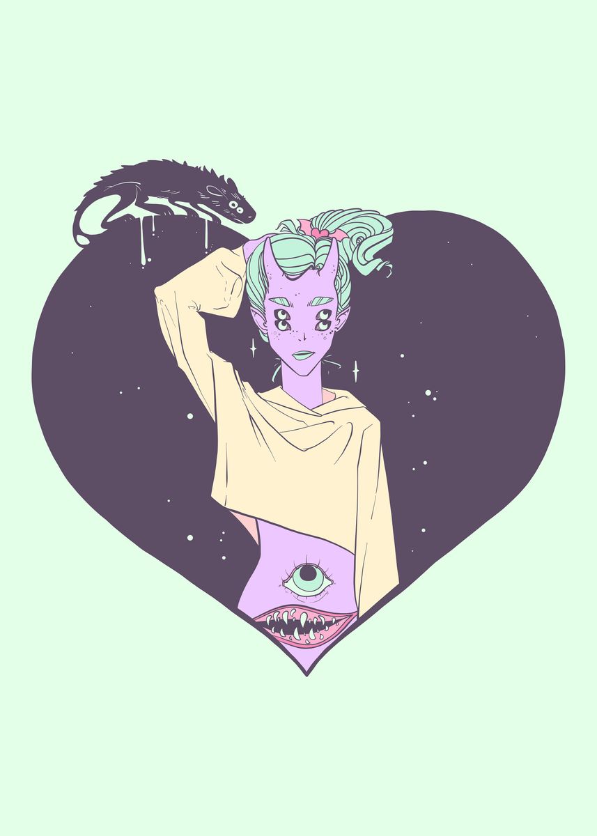 'Alien Monster Girl Art' Poster by Jennifer O'Toole | Displate