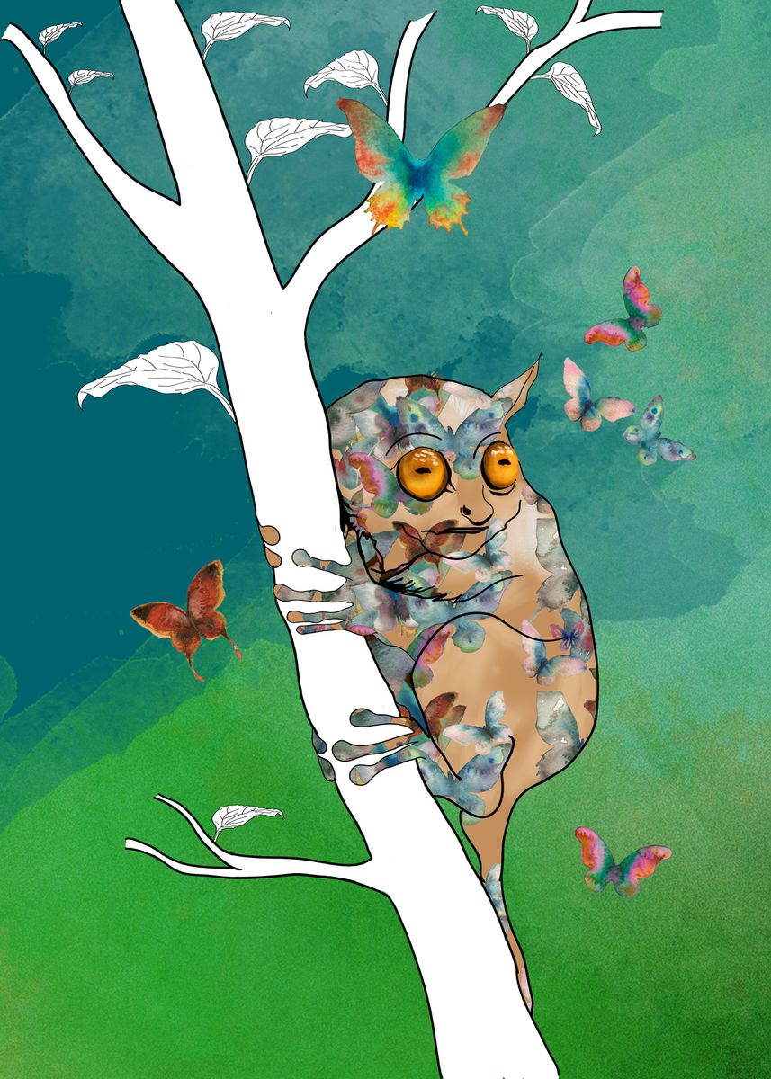 'Tarsier' Poster, picture, metal print, paint by Jucell Abanto | Displate