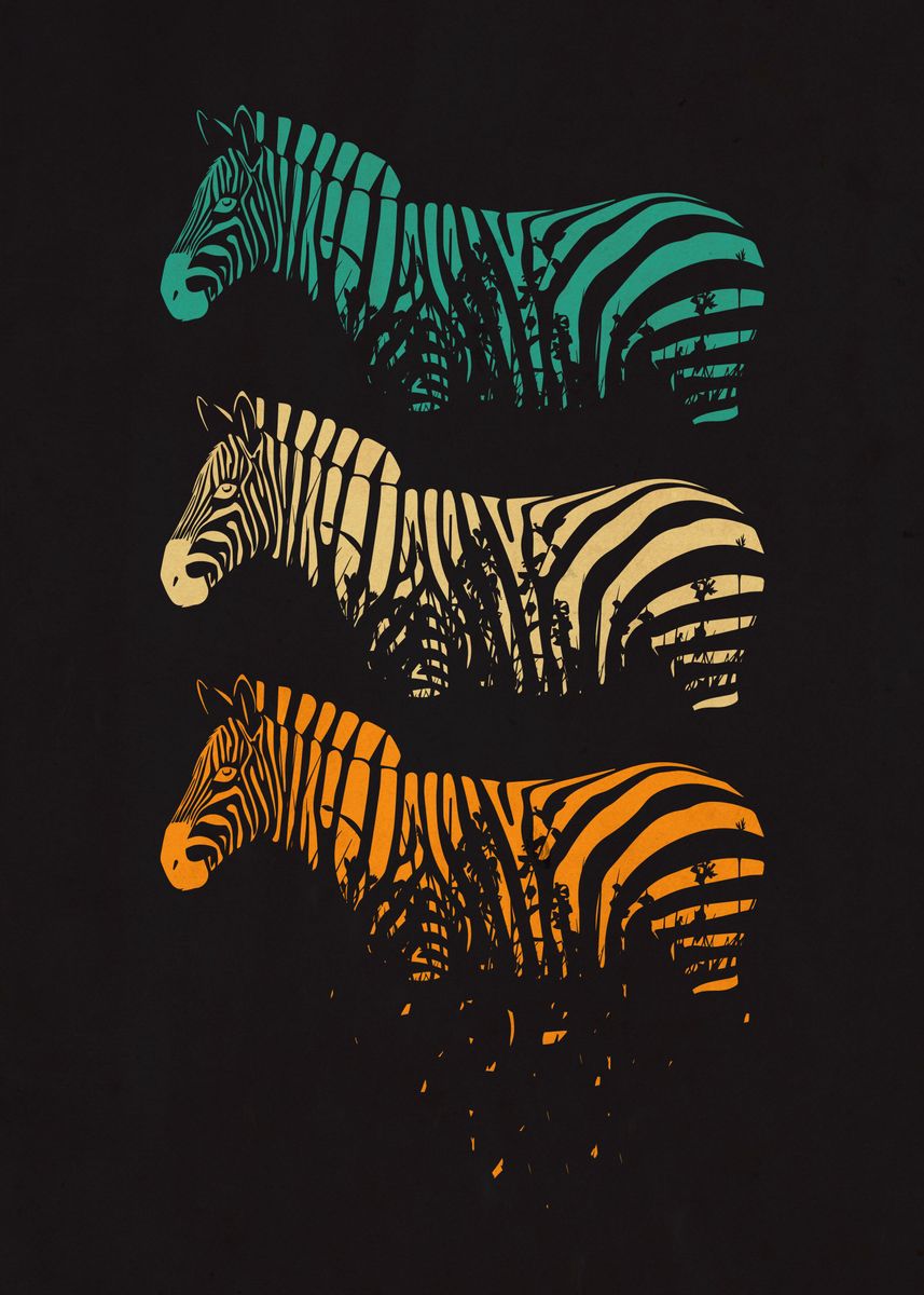 'Zebra' Poster, picture, metal print, paint by venus imagination | Displate