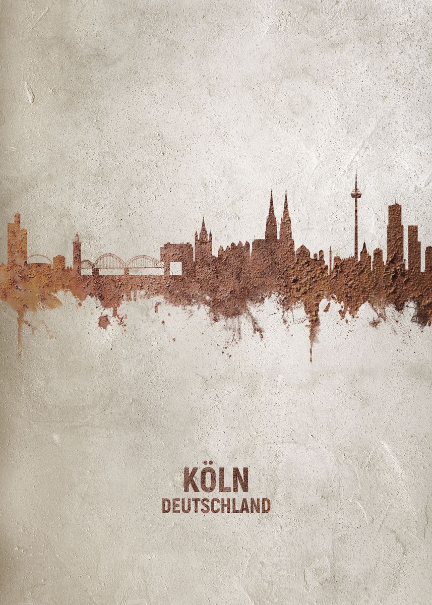 'Cologne Rust Skyline' Poster, picture, metal print, paint by Michael ...