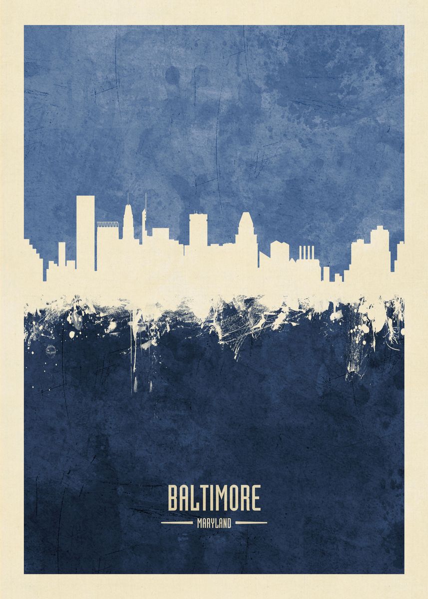 ' Baltimore Maryland Skylin' Poster by Michael Tompsett | Displate