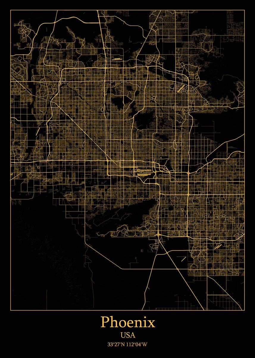 'Phoenix city map' Poster, picture, metal print, paint by Iwoko | Displate