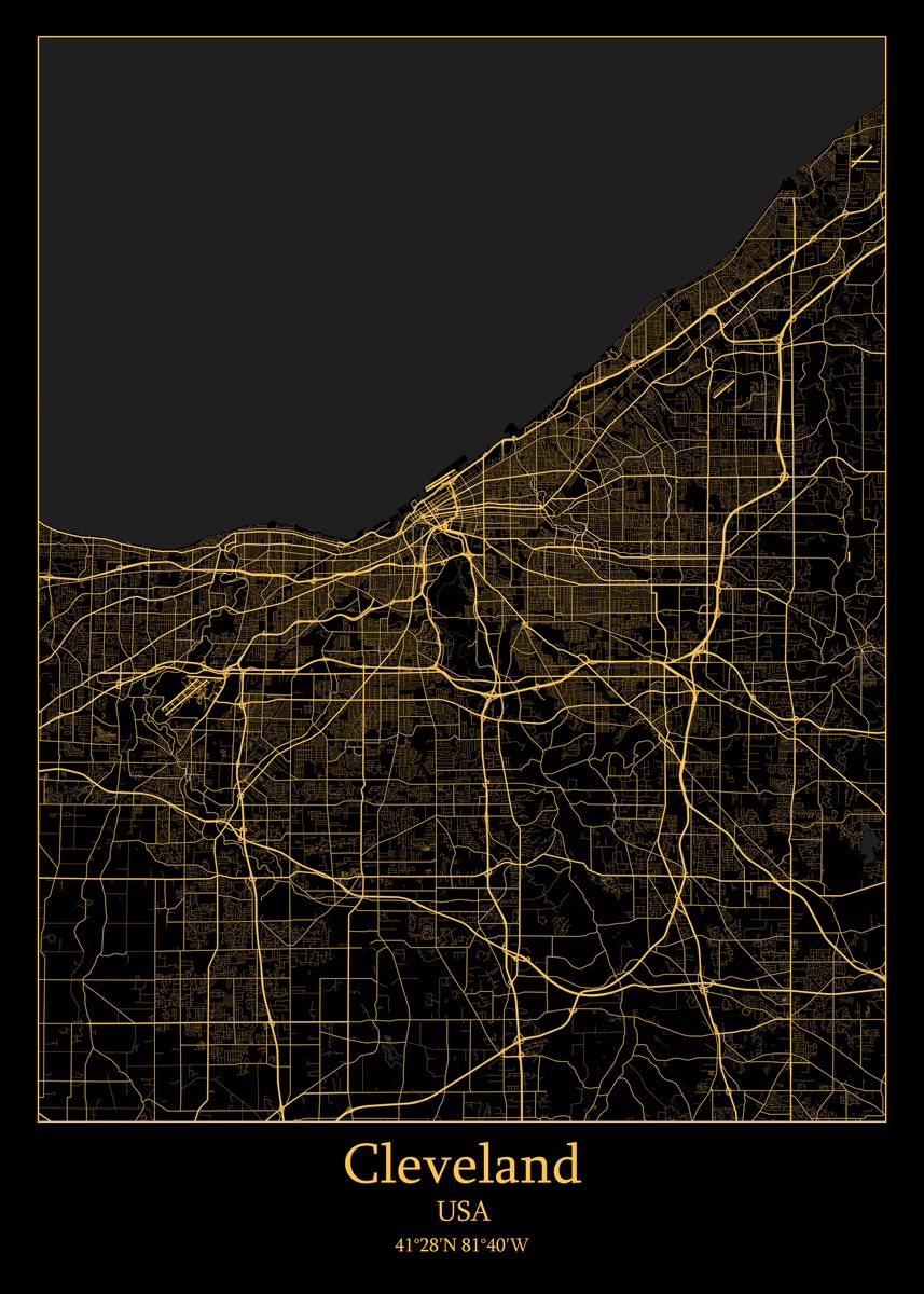 'Cleveland USA map' Poster by Iwoko | Displate
