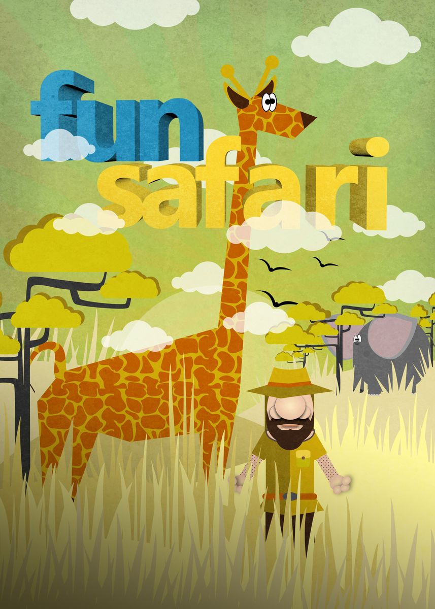 'Fun safari' Poster, picture, metal print, paint by Anna Albert | Displate