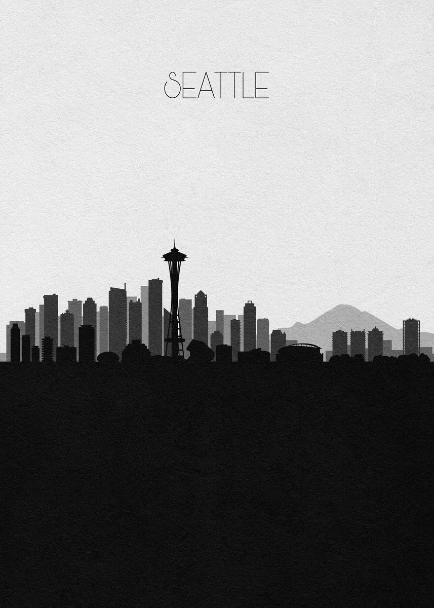 'Seattle Skyline' Poster, picture, metal print, paint by Deniz A ...