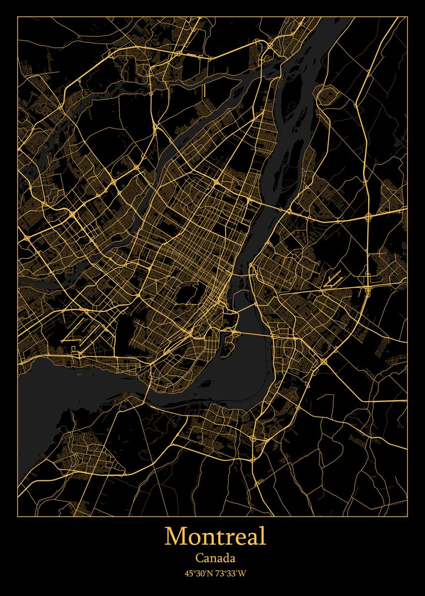 'Montreal Canada map' Poster, picture, metal print, paint by Iwoko ...