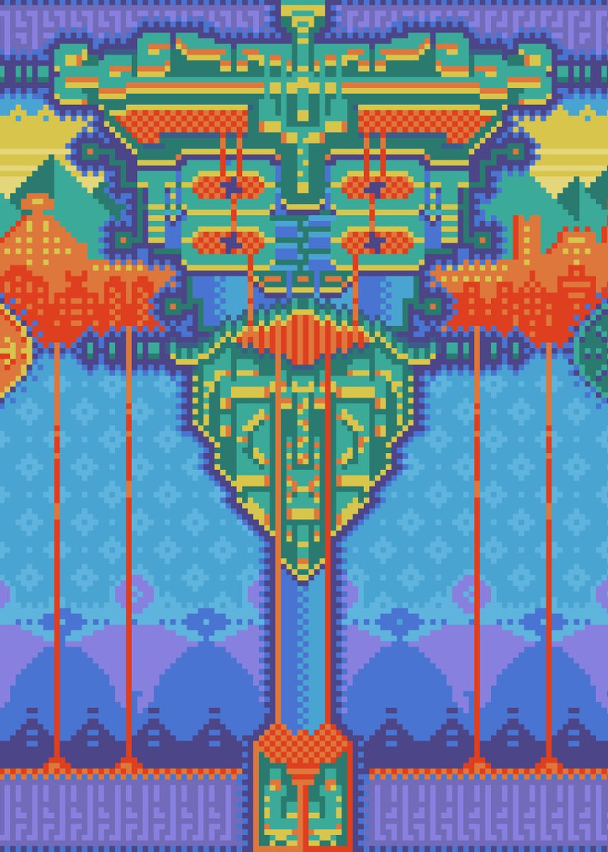 'VIRAKOCHA pixel art' Poster, picture, metal print, paint by Michal ...