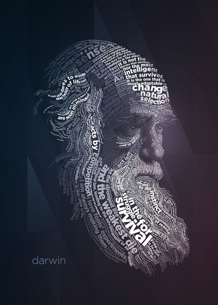 'Darwin Typography' Poster, picture, metal print, paint by Devin S ...