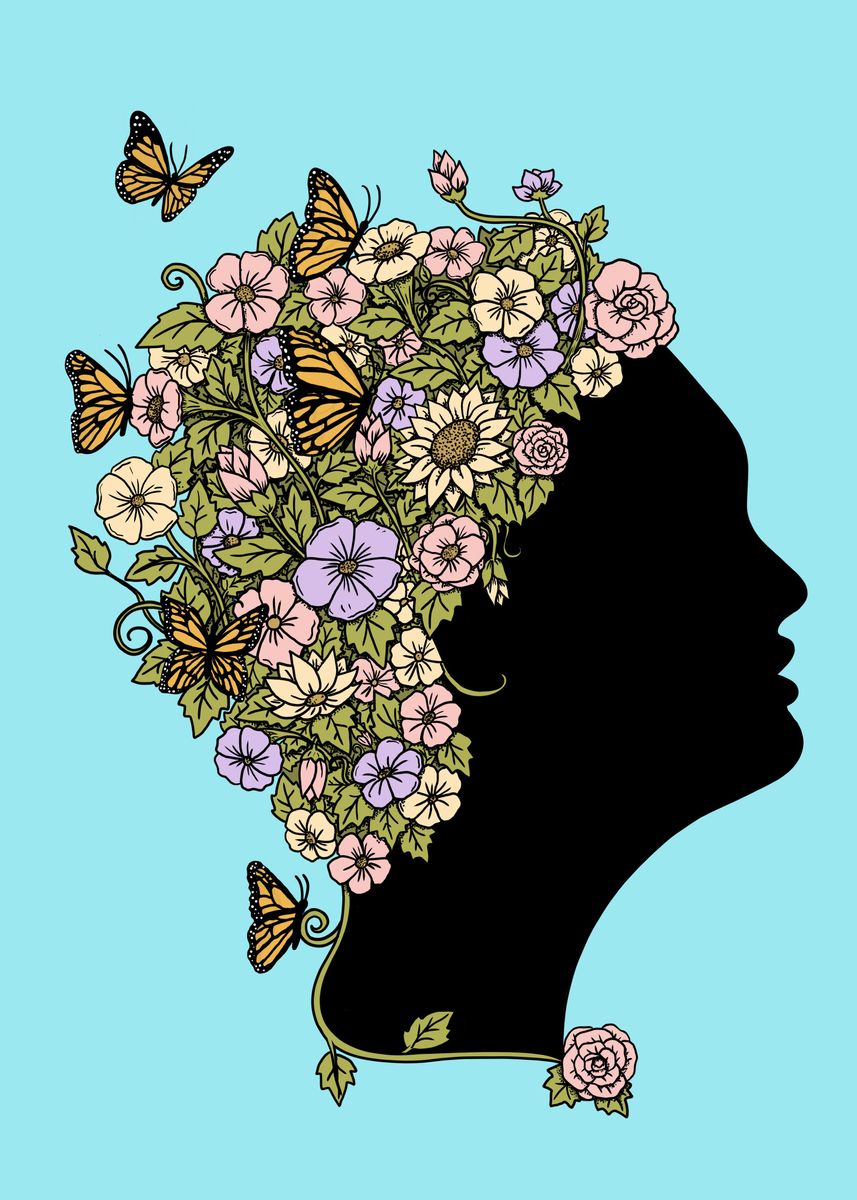 'FLORAL LADY' Poster, picture, metal print, paint by Coffee Man | Displate