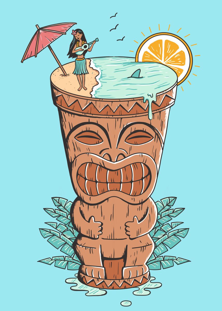 'TIKI ' Poster, picture, metal print, paint by Coffee Man | Displate