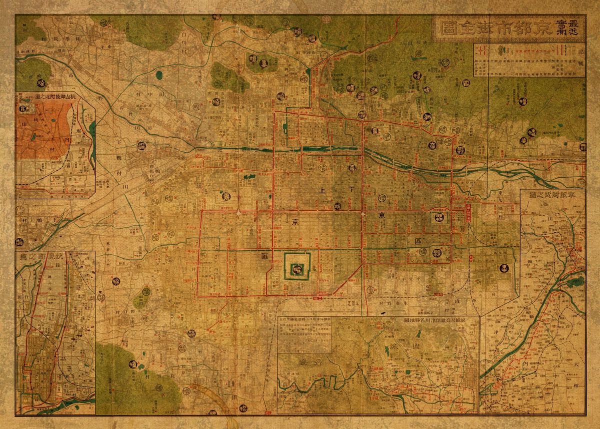 'Map of Kyoto Japan 1914' Poster by Design Turnpike | Displate