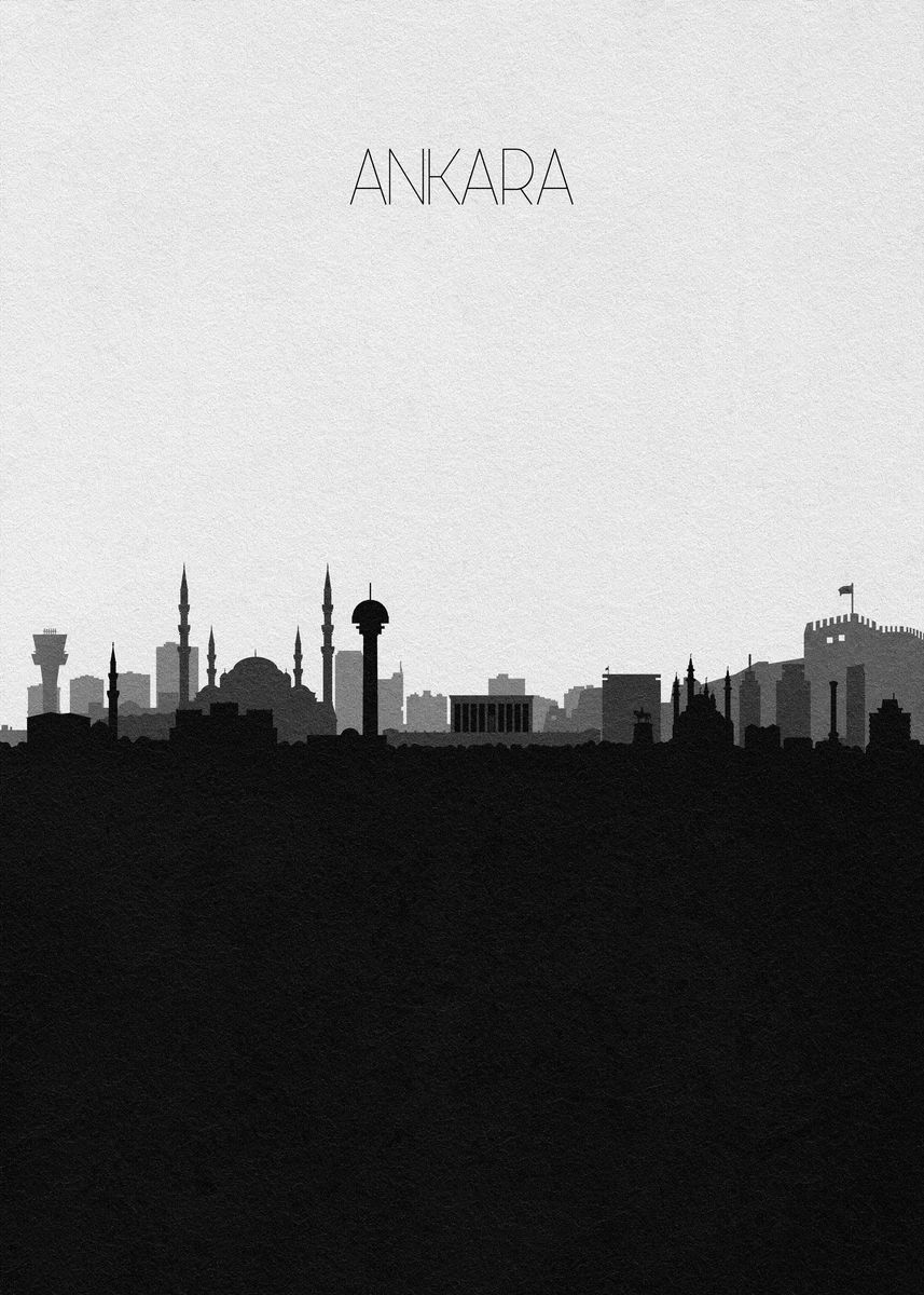 'Ankara Skyline' Poster, picture, metal print, paint by Deniz A. | Displate