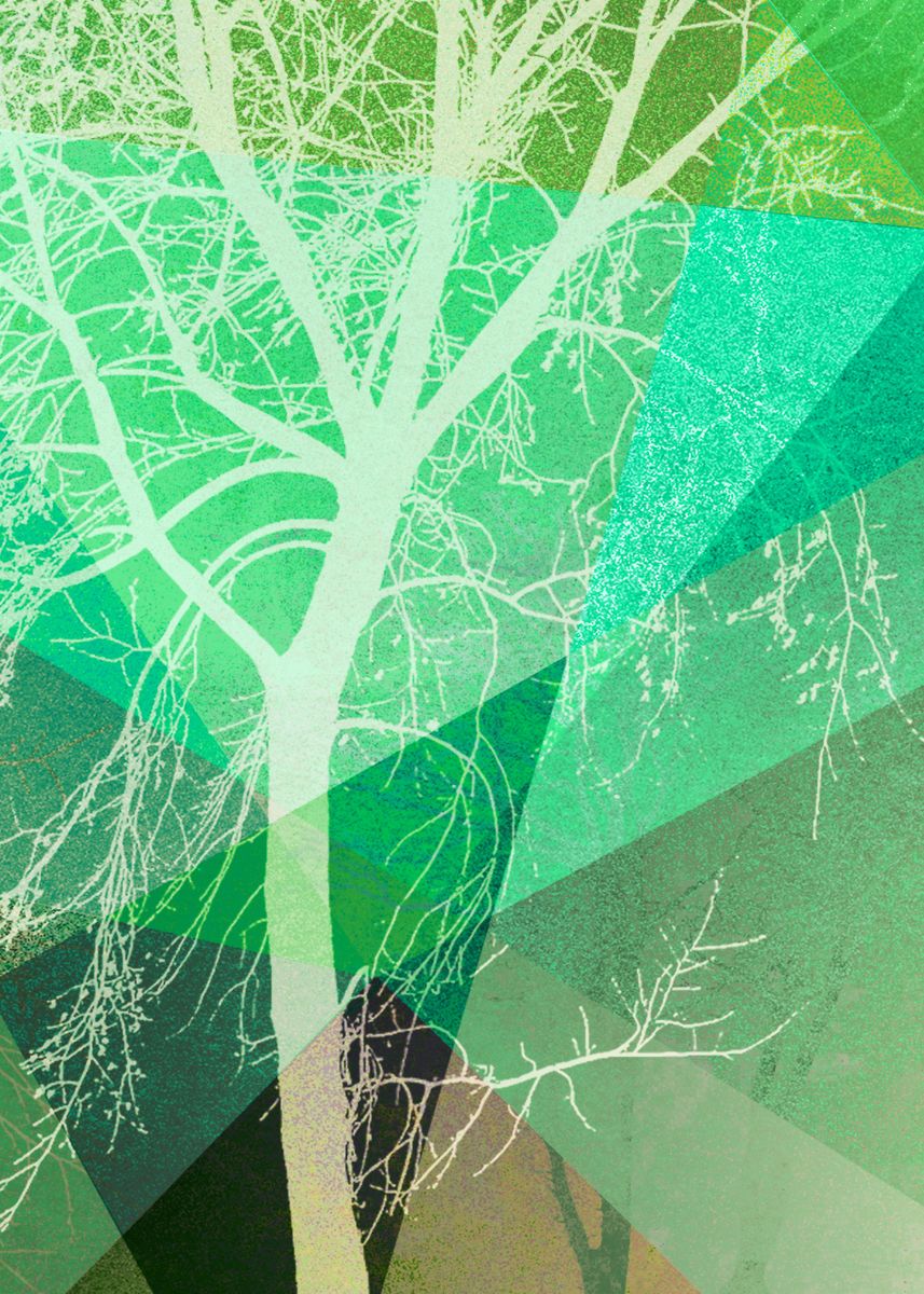 'P22-B4 TREES AND TRIANGLES' Poster, picture, metal print, paint by Pia ...
