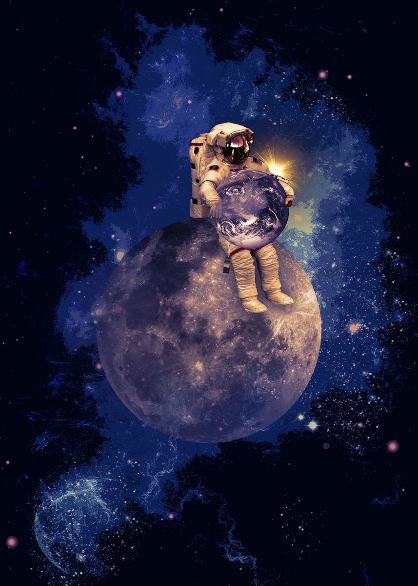 'Moonman' Poster, picture, metal print, paint by VK Art | Displate