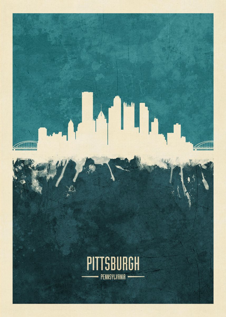 'Pittsburgh Skyline' Poster, picture, metal print, paint by Michael ...